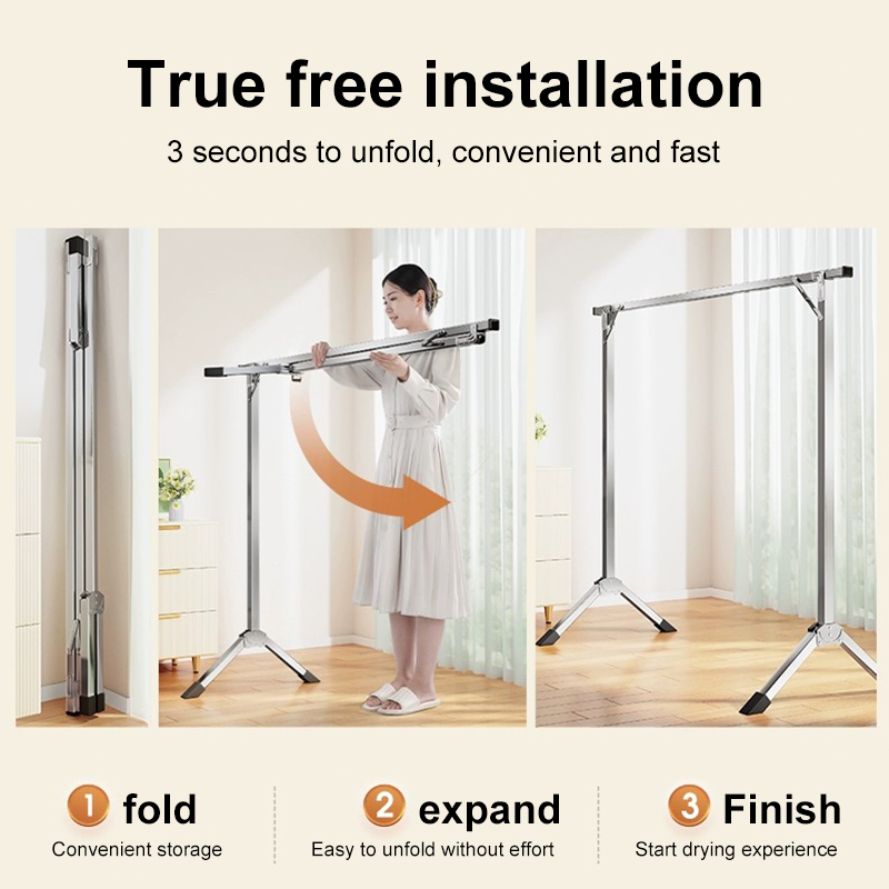 【SG Stock】☀️☀️Standing Telescopic Folding Single Pole Laundry Clothes ...