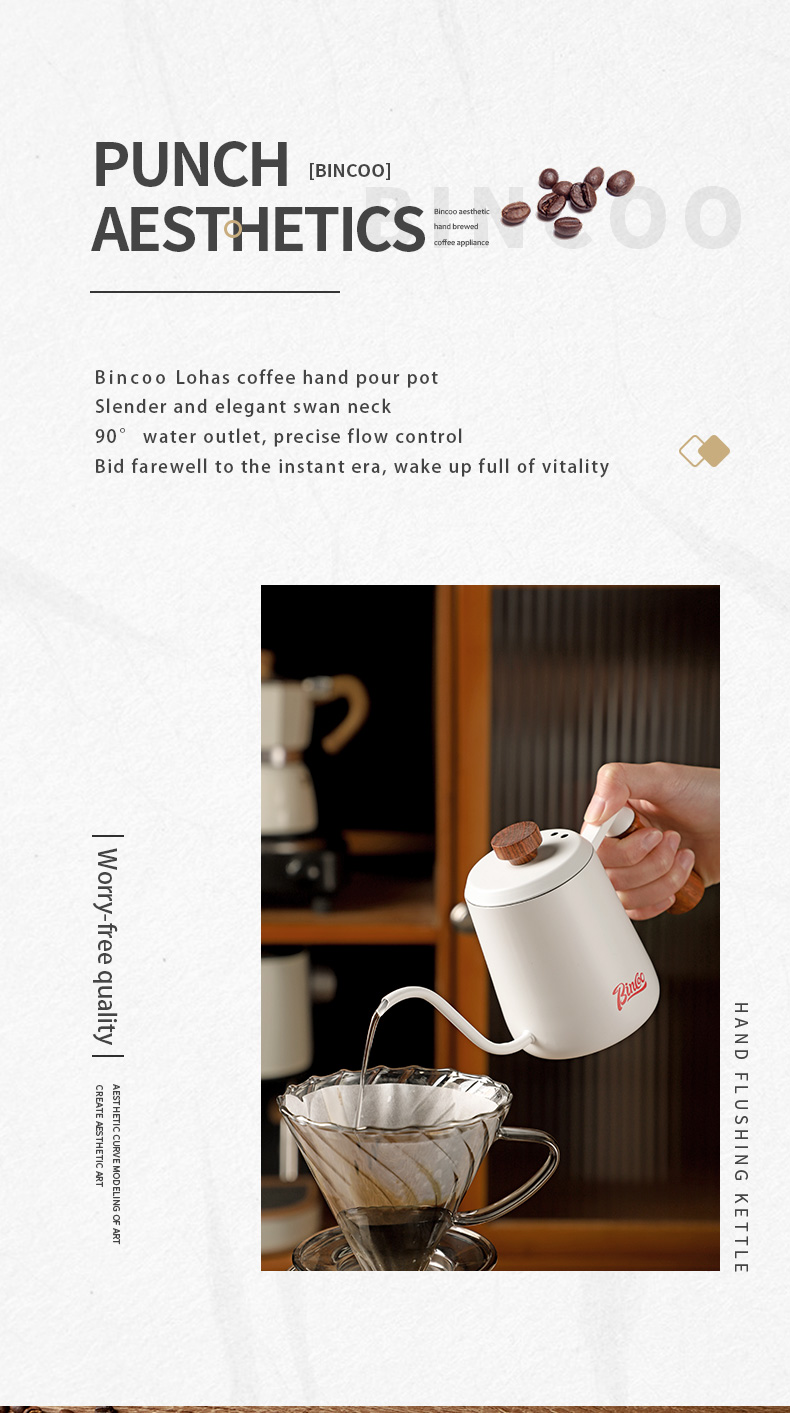 BINCOO Hand-pour Coffee Pot Stainless Steel Household Hand-pour Drip ...