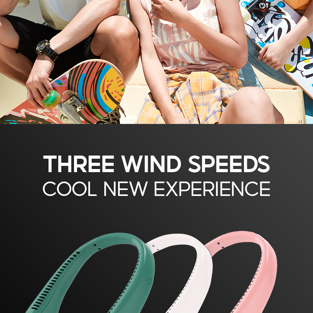 SG STOCK Neck Fan Portable Leafless Cooling 3 Speeds Mute Strong Wind ...