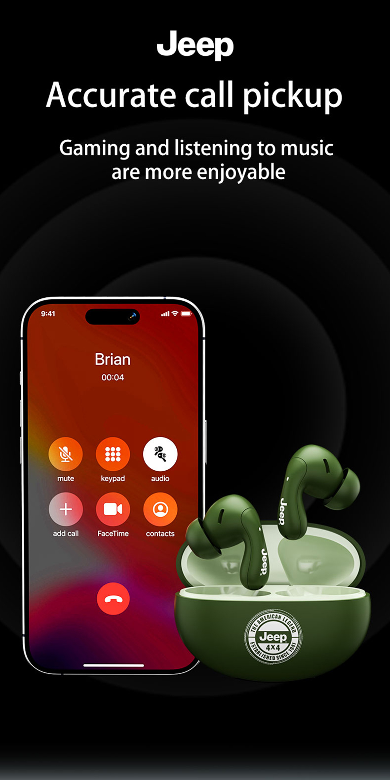 Jeep EW121 True Wireless Bluetooth 5.4 Earbuds Touch Control Noise ...