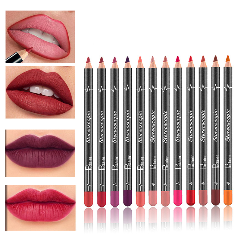 12-pack Lip Liner 12 Colors Waterproof Sweat-Proof Not Easy to Fade Non ...