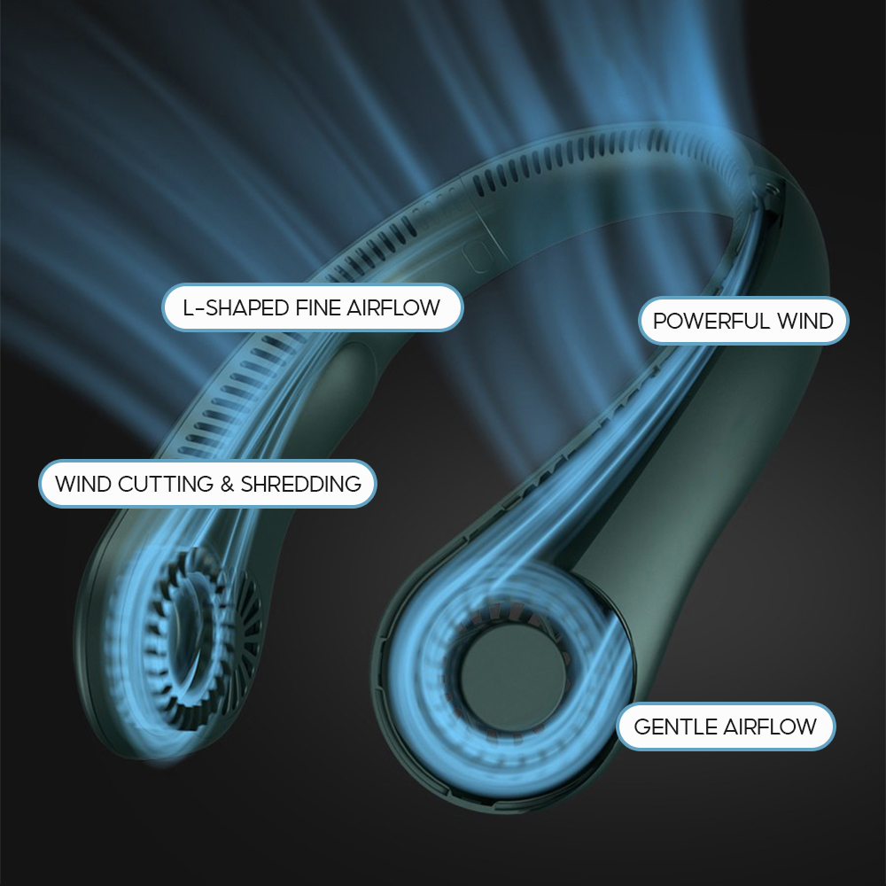 SG STOCK Neck Fan Portable Leafless Cooling 3 Speeds Mute Strong Wind ...