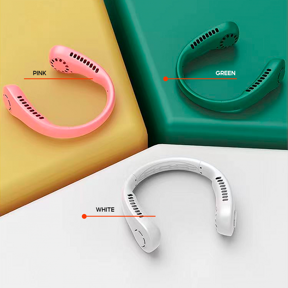 SG STOCK Neck Fan Portable Leafless Cooling 3 Speeds Mute Strong Wind ...