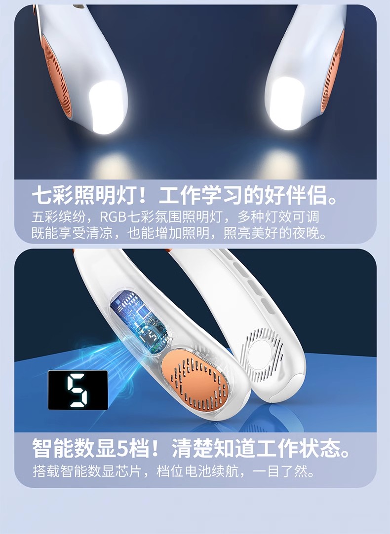 SG STOCK portable fan neck fan fan 3-speed silent strong wind Mini ...