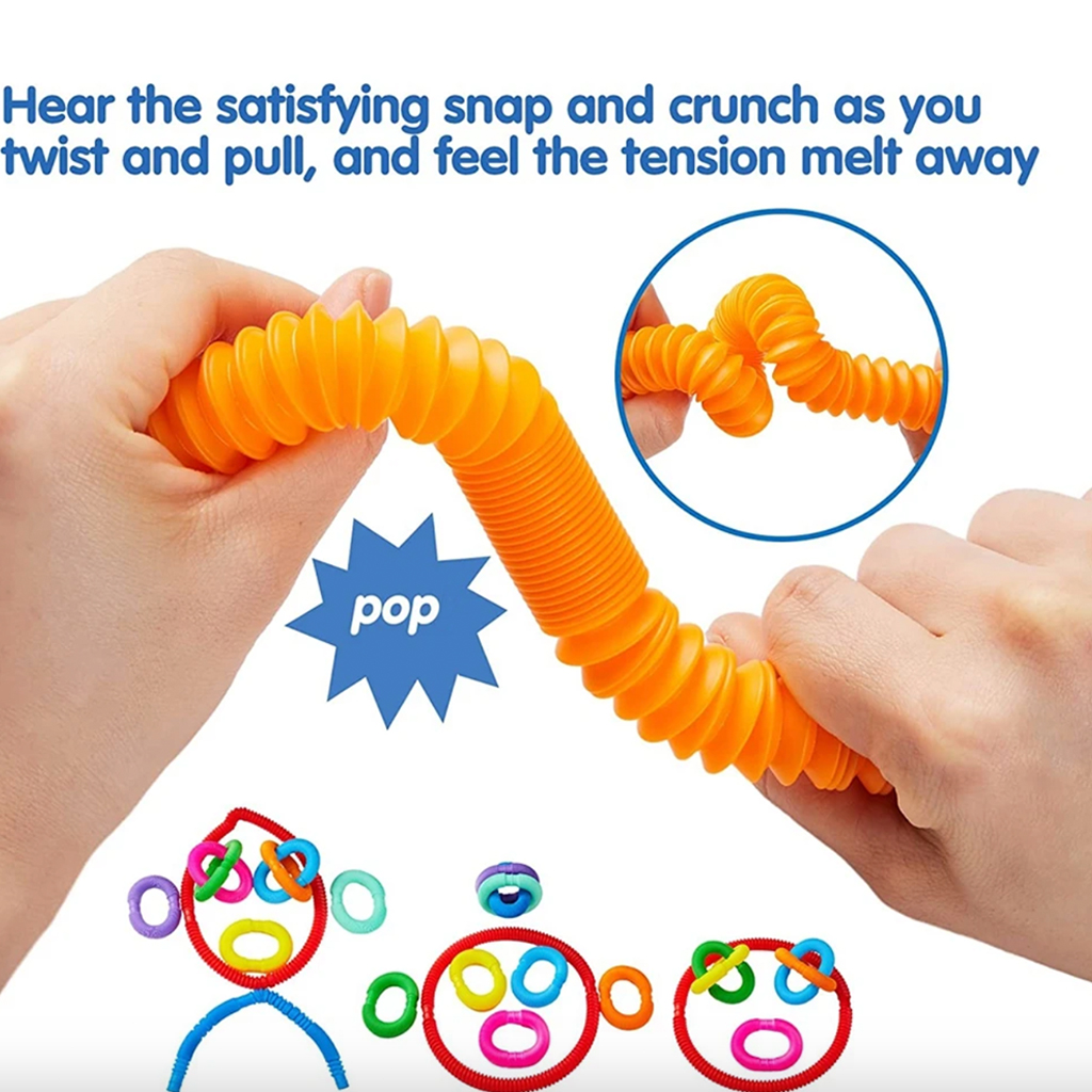8Pcs Colorful Pop Tube Rainbow Fidget Telescopic Tube Stress Relief ...