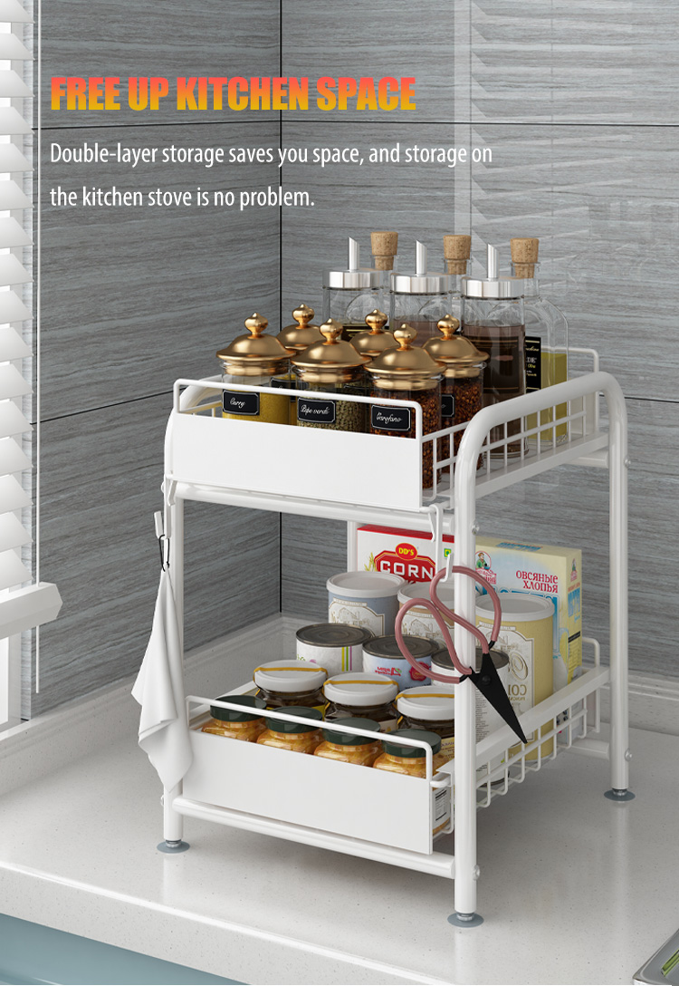 Under sink rack adjustable kitchen rack waterproof stable storage ...