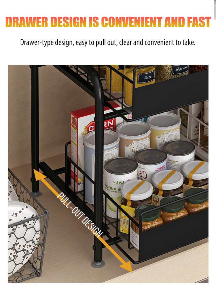 Under sink rack adjustable kitchen rack waterproof stable storage ...