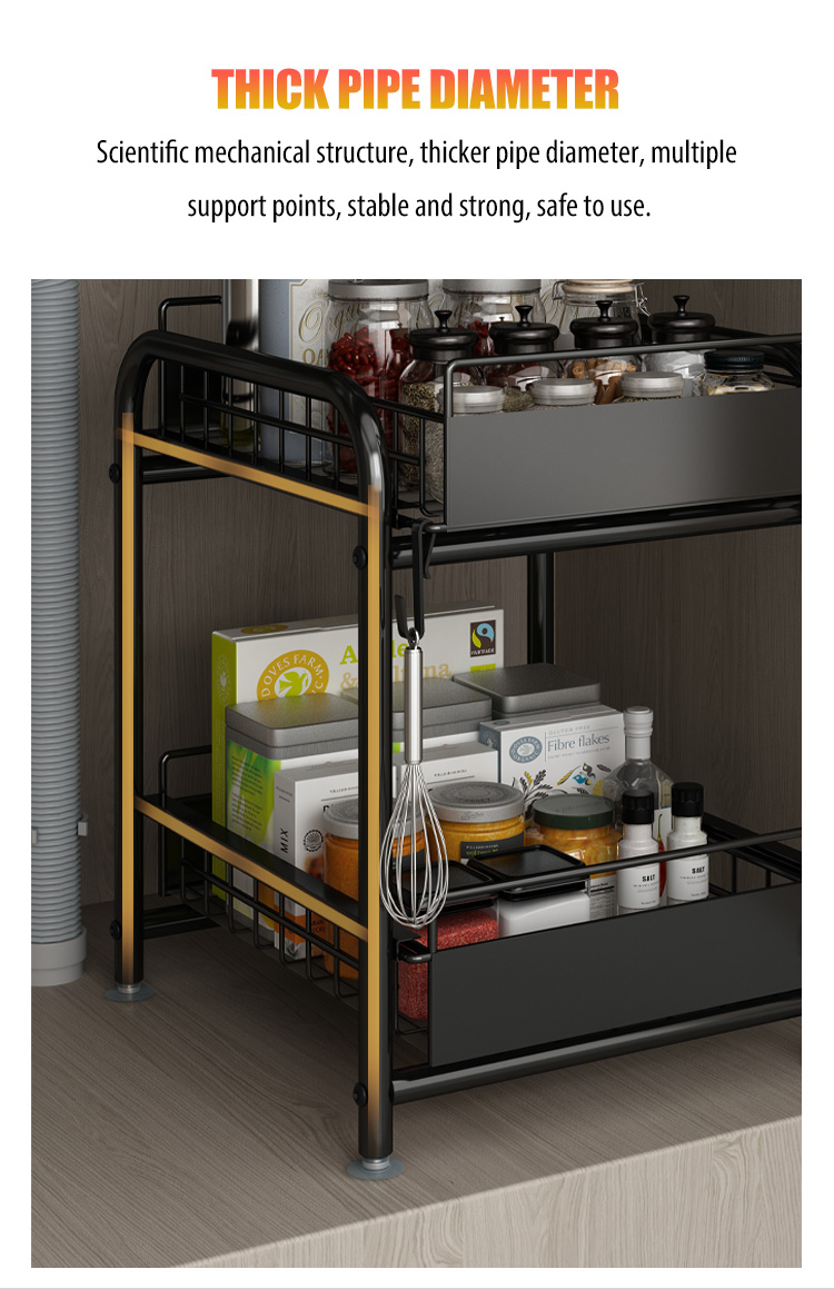 Under sink rack adjustable kitchen rack waterproof stable storage ...