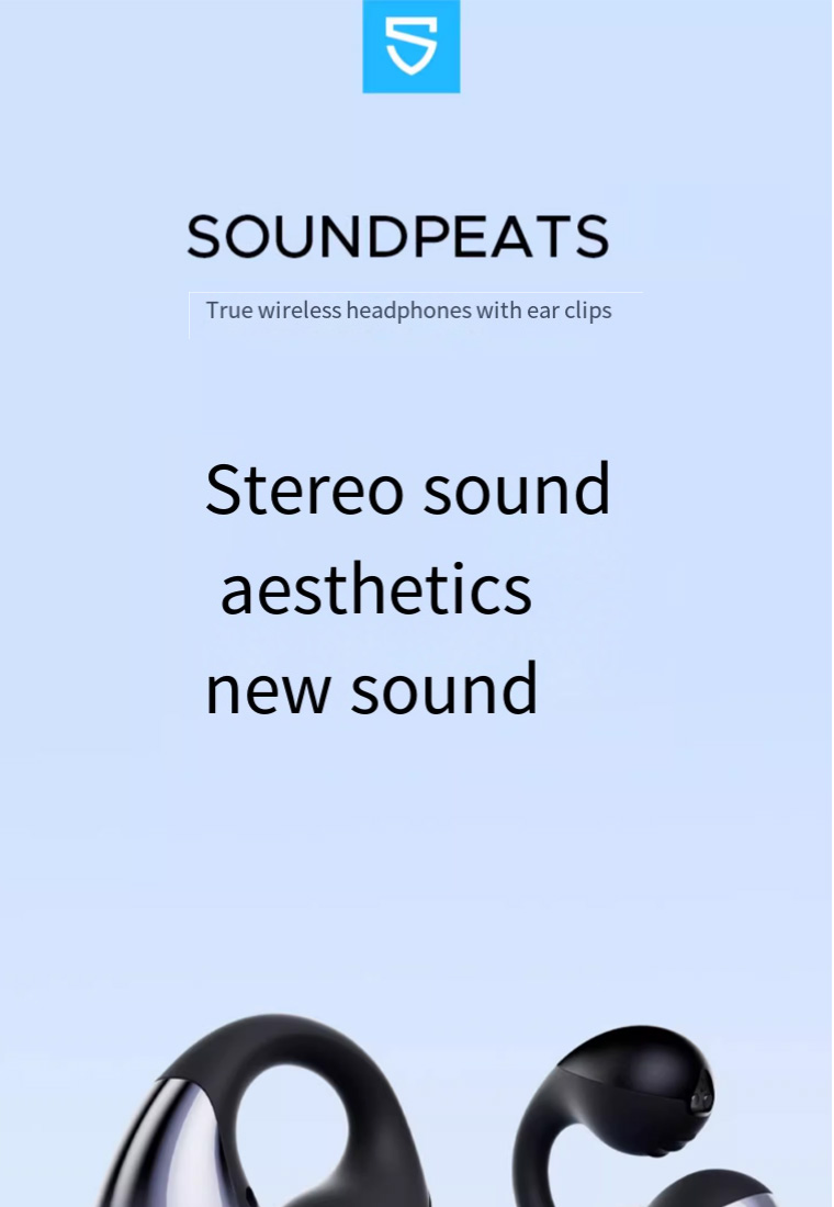 SoundPEATS PearlClip Bluetooth Headset air-bone conduction ear wireless ...