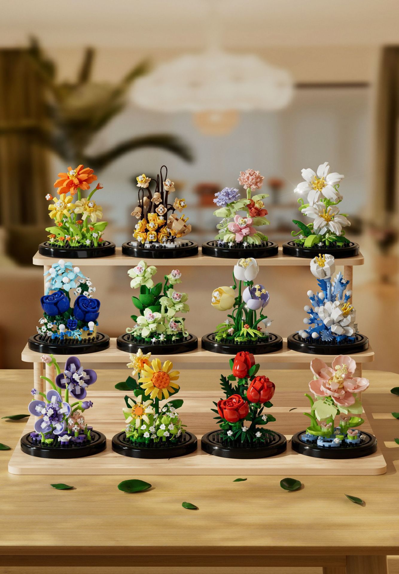 Building Blocks Flower Pot - Lego-Compatible Succulent Rose Sunflower ...