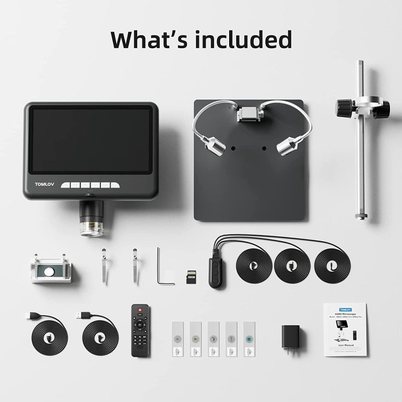 TOMLOV 10.1inch DM402 Pro 2K Digital Coin Microscope 1200x IPS HDMI Soldering Microscope with ...