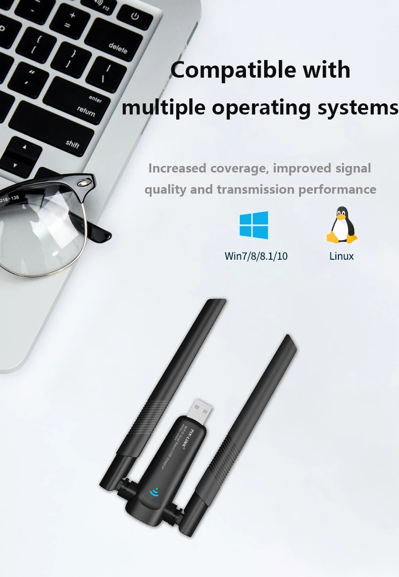 1800Mbps WiFi 6 USB Adapter 5G/2.4GHz USB3.0 Wi-fi Dongle Wireless 802 ...