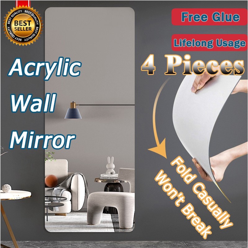 [SG STOCK] HD Acrylic soft mirror attached to wall self-adhesive full ...