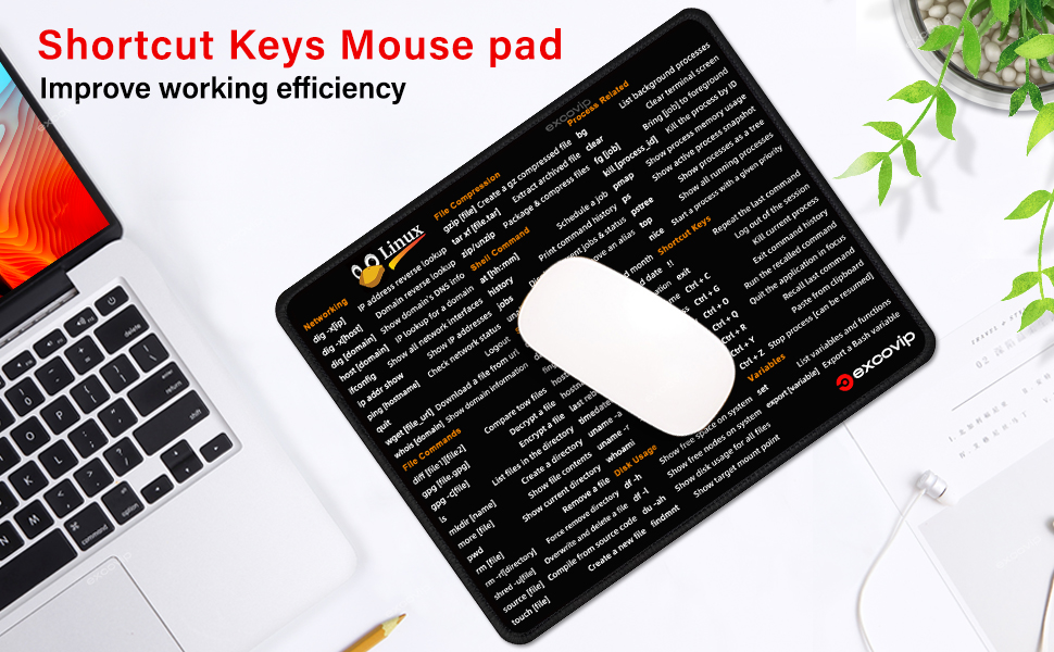 excovip soft comfort mouse pad with Linux shortcut keys for desktop and ...