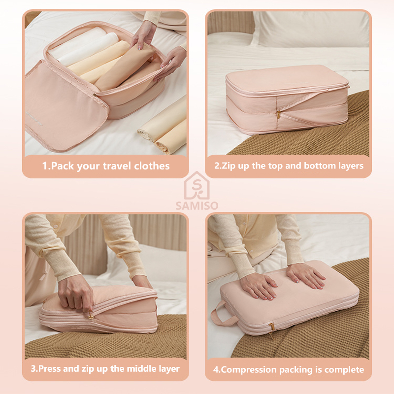 🇸🇬 SG Stock Double Layer Compression Packing Cube, Luggage organizer ...