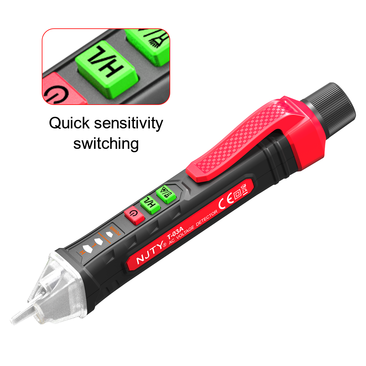 NJTY Non-Contact Voltage Tester - Dual Range AC 12V/48V-1000V Electric ...