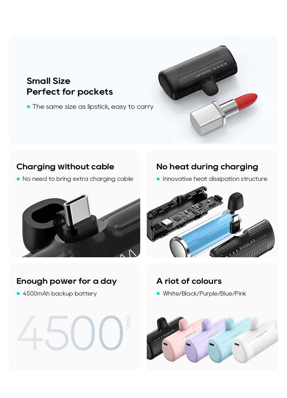 Kuulaa Mini PD 12W Powerbank 4500mah Portable External battery Fast ...