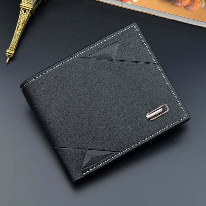 Casual Men Short Small Bifold PU Leather Wallet Credit ID Card Holder ...