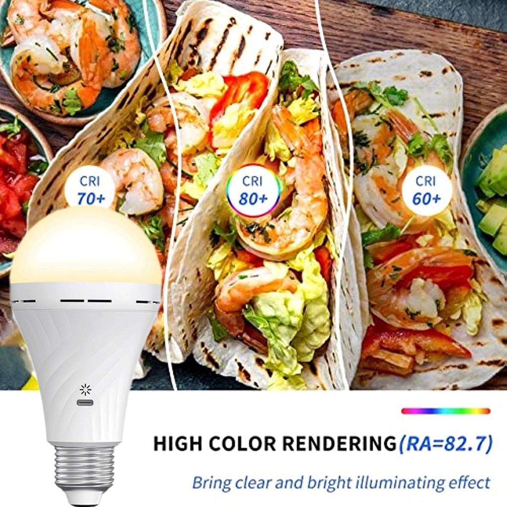 10W Rechargeable Light Bulb with Remote Control E27/E26 Dimmable ...