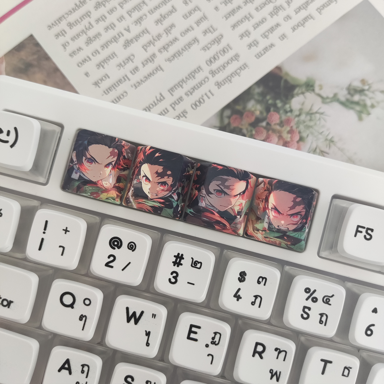 4pcs Demon Slayer Keycap Kamado Tanjirou Nezuko Keycap Creative Cool ...
