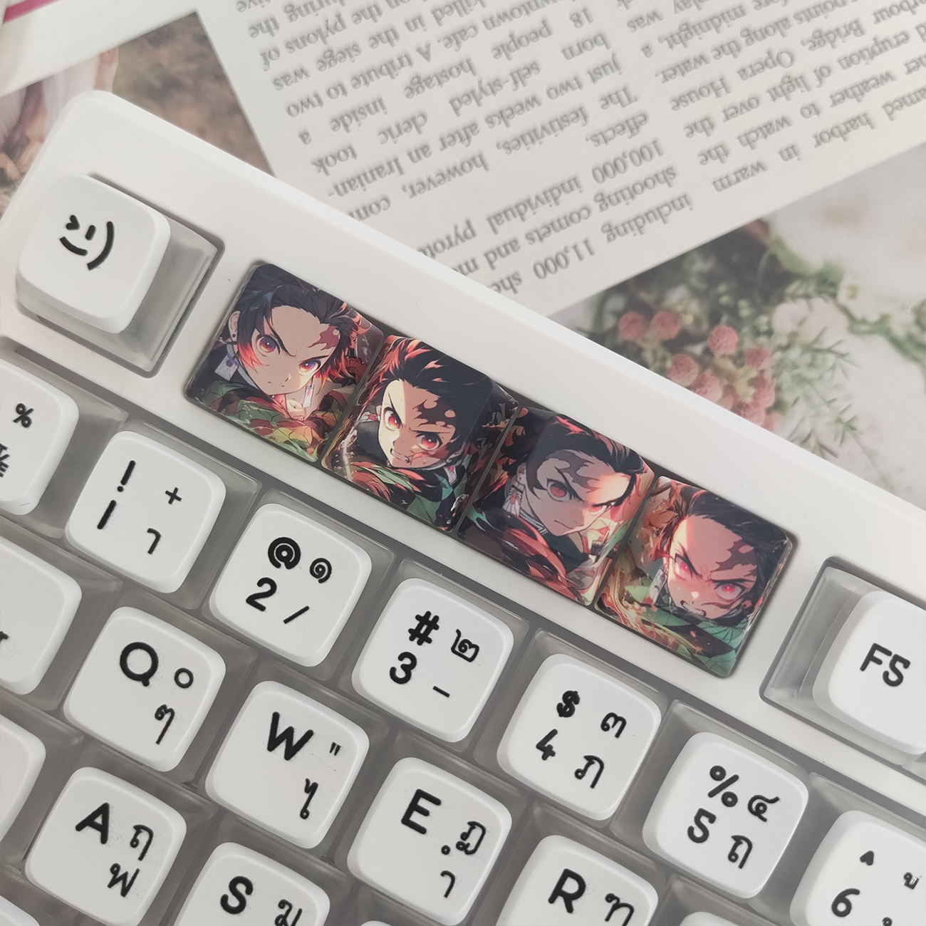 4pcs Demon Slayer Keycap Kamado Tanjirou Nezuko Keycap Creative Cool ...