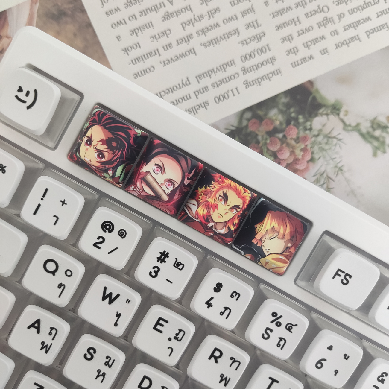 4pcs Demon Slayer Keycap Kamado Tanjirou Nezuko Keycap Creative Cool ...