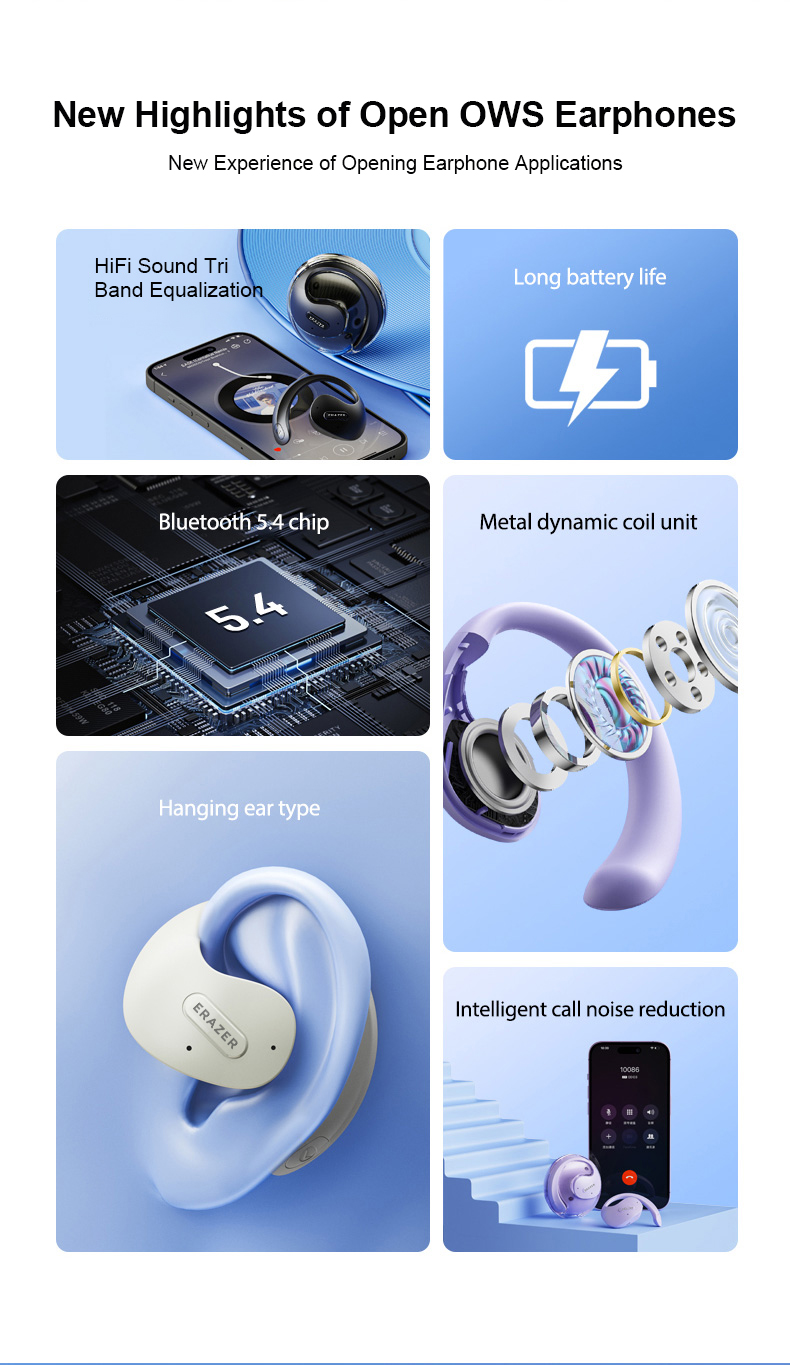 ERAZER X15 Pro OWS Bluetooth Earphones Sport Wireless Headphones with ...