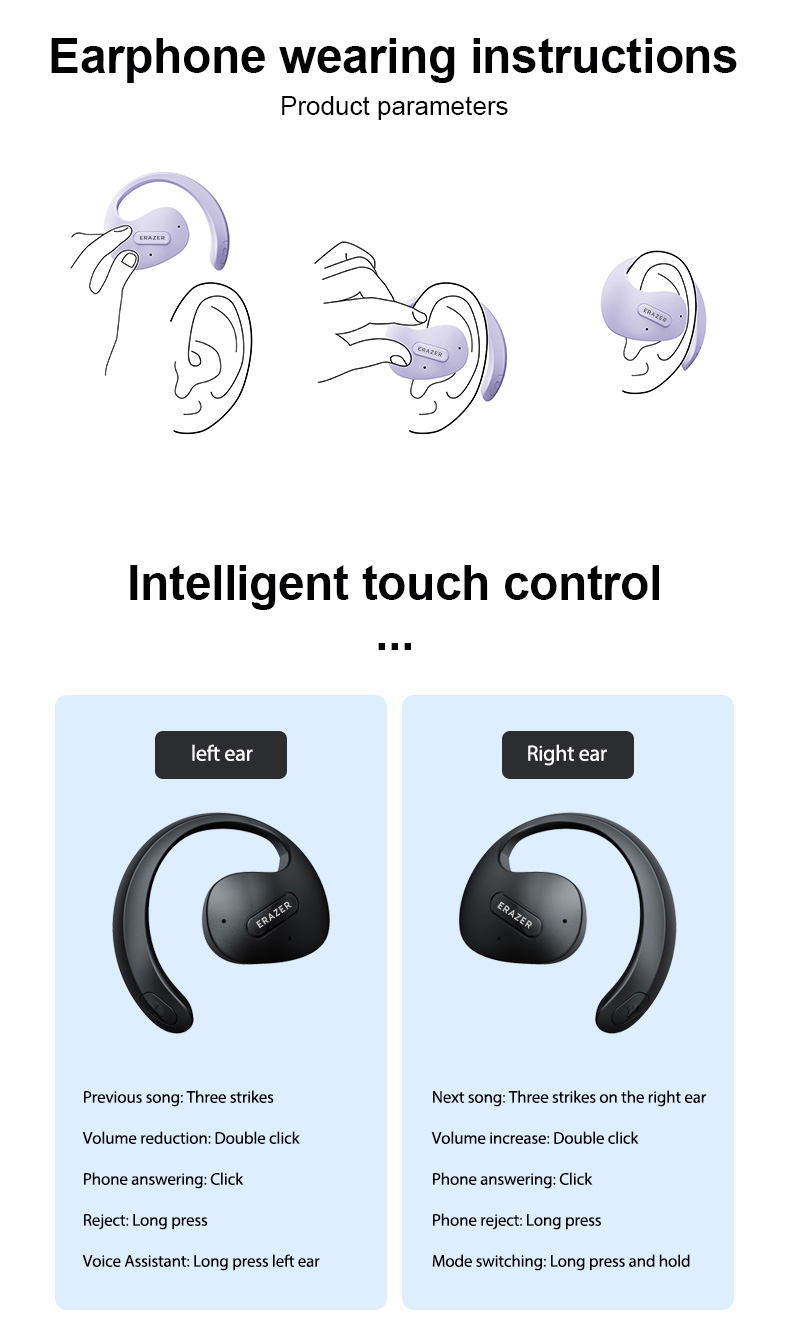 ERAZER X15 Pro OWS Bluetooth Earphones Sport Wireless Headphones with ...