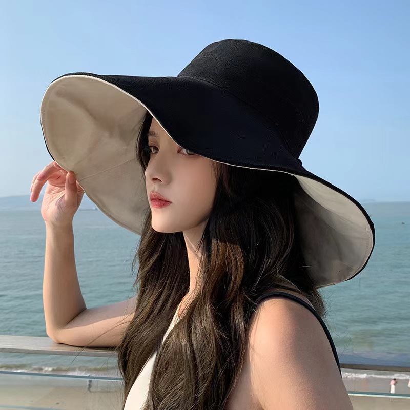 Double-Sided Bucket Hat for Women - Korean UV Protection Adjustable Fit ...
