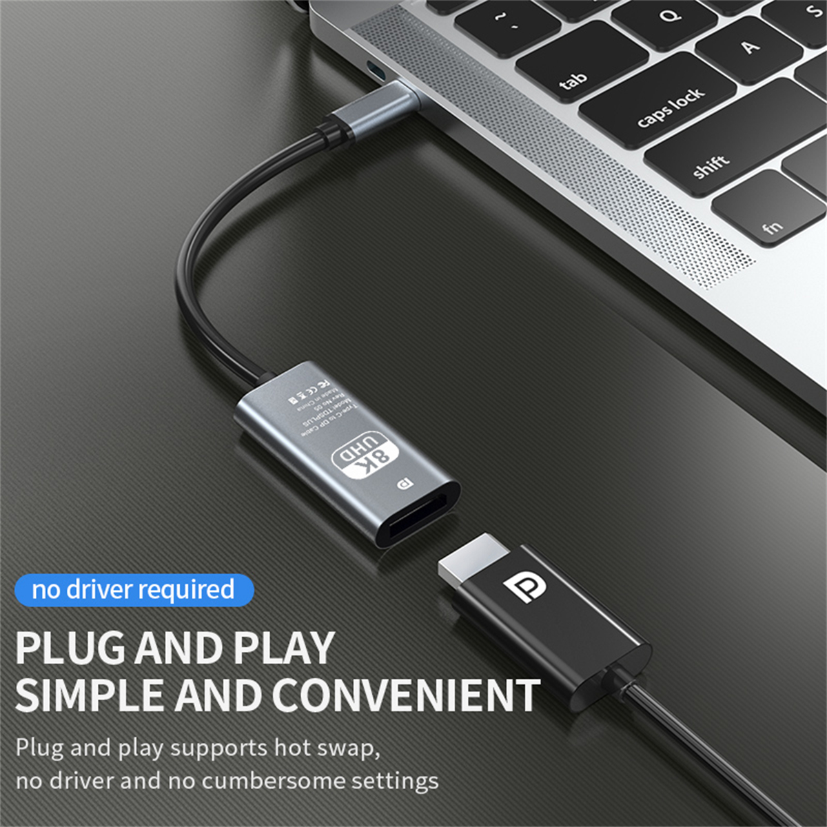 8K60Hz/4K120Hz HD Type C to DP Cable Adapter USB-C to Display Port ...