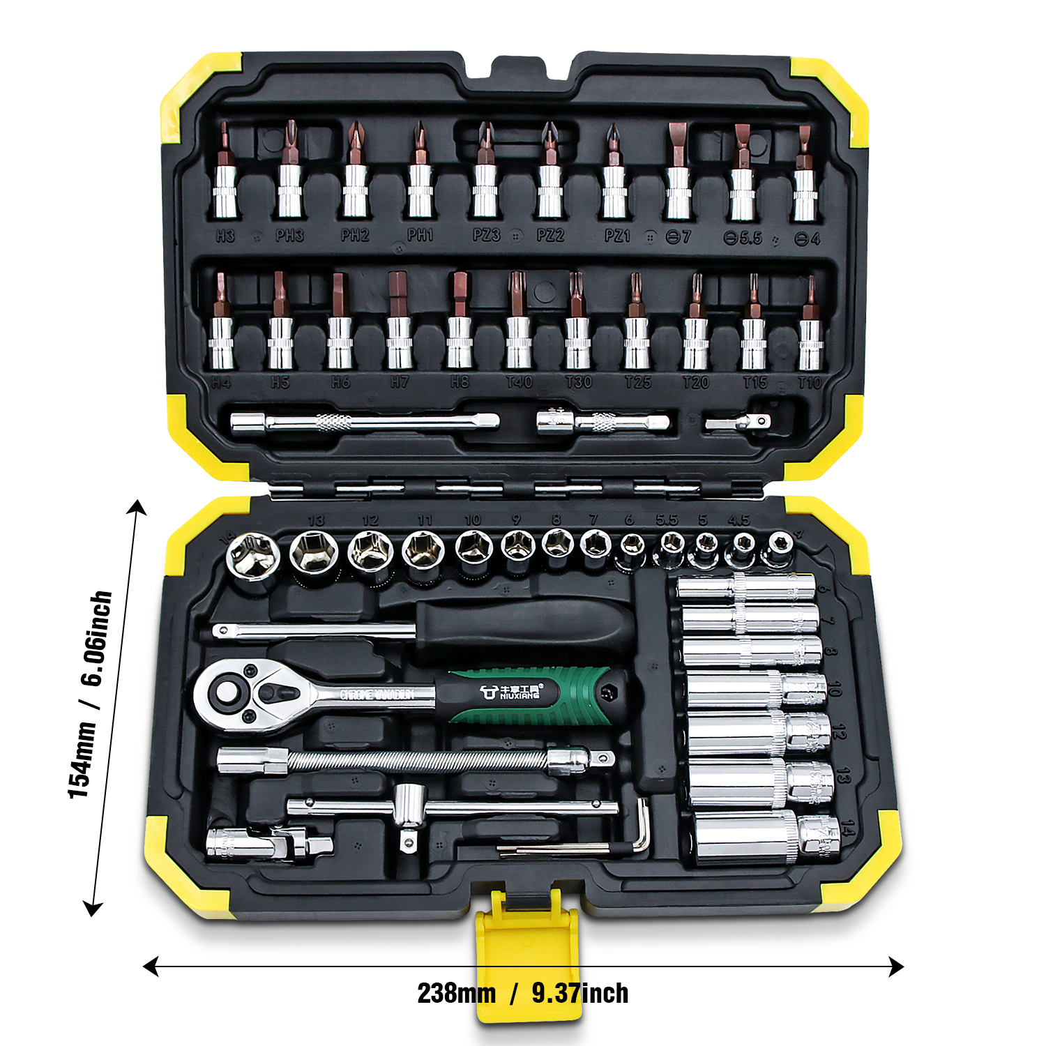 53pcs/Set 1/4 Inch Drive Socket Ratchet Wrench Set, With Bit Socket Set ...
