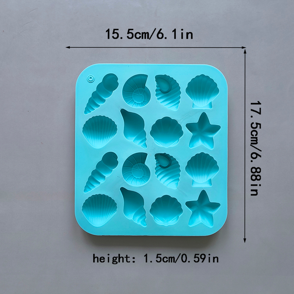 1pc 16 holes 8 different shapes starfish shell mold, silicone chocolate ...