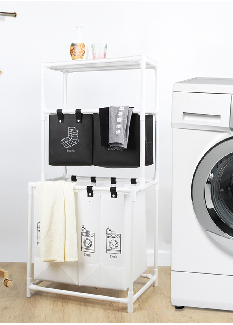 3-Section Laundry Hamper with Wheels,Removable Sorted Clothes Hamper ...