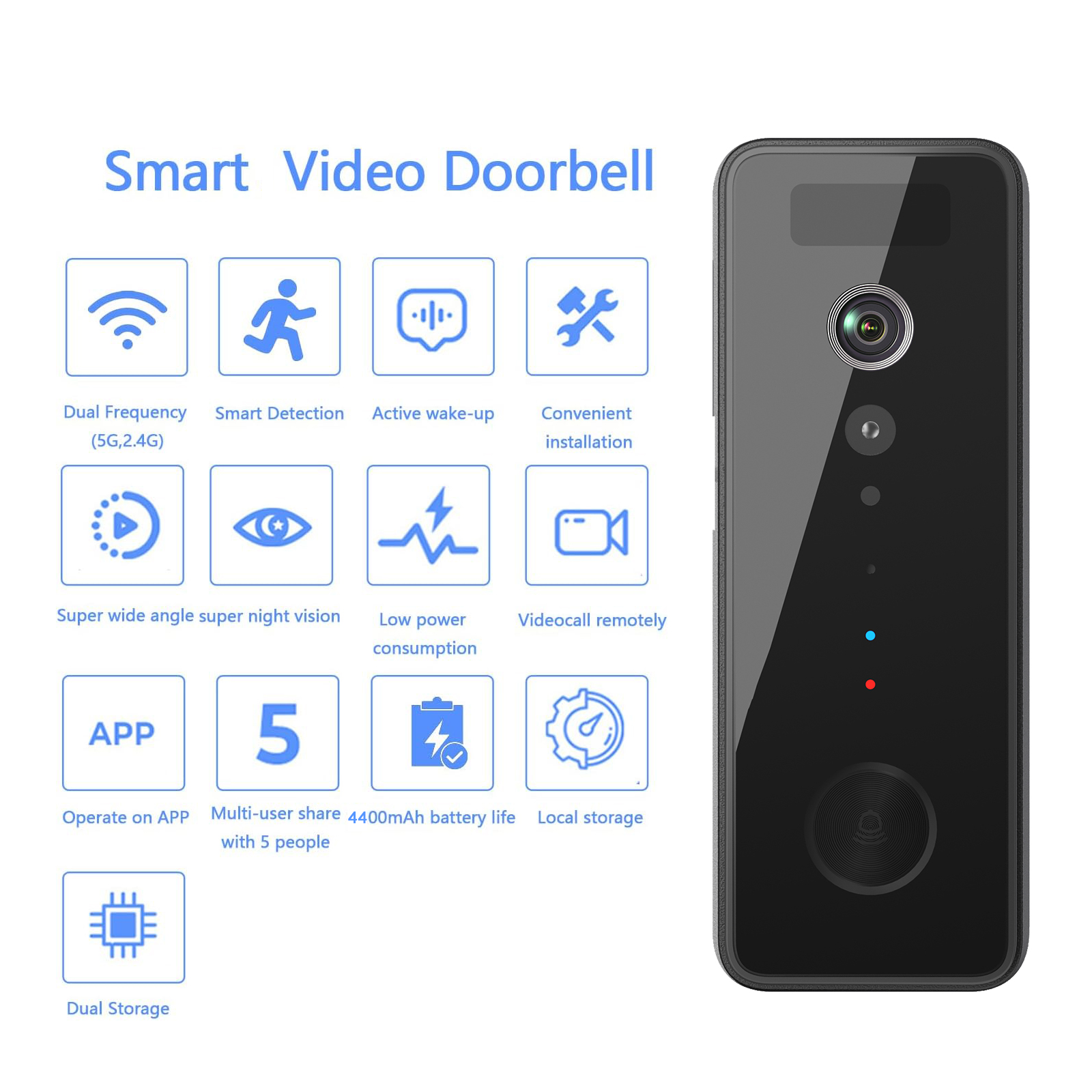 5G WiFi Video Doorbell Camera 1080P video intercom night vision high ...