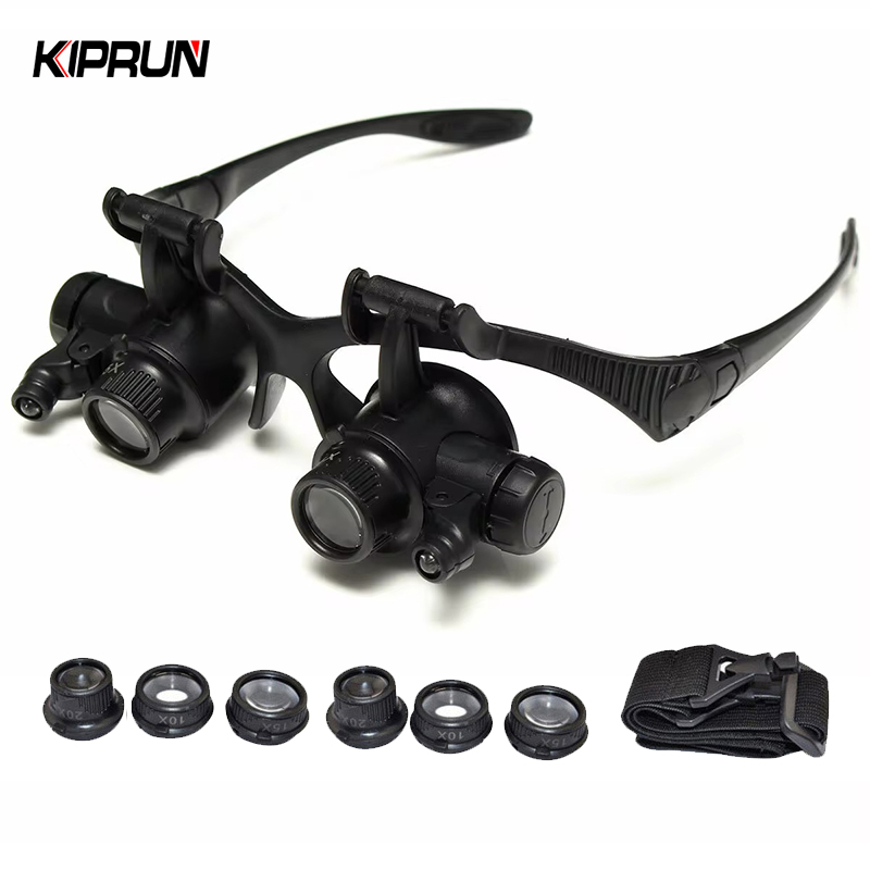 KIPRUN Magnifying Glasses, Headband LED Light Glasses Magnifier, 10X ...