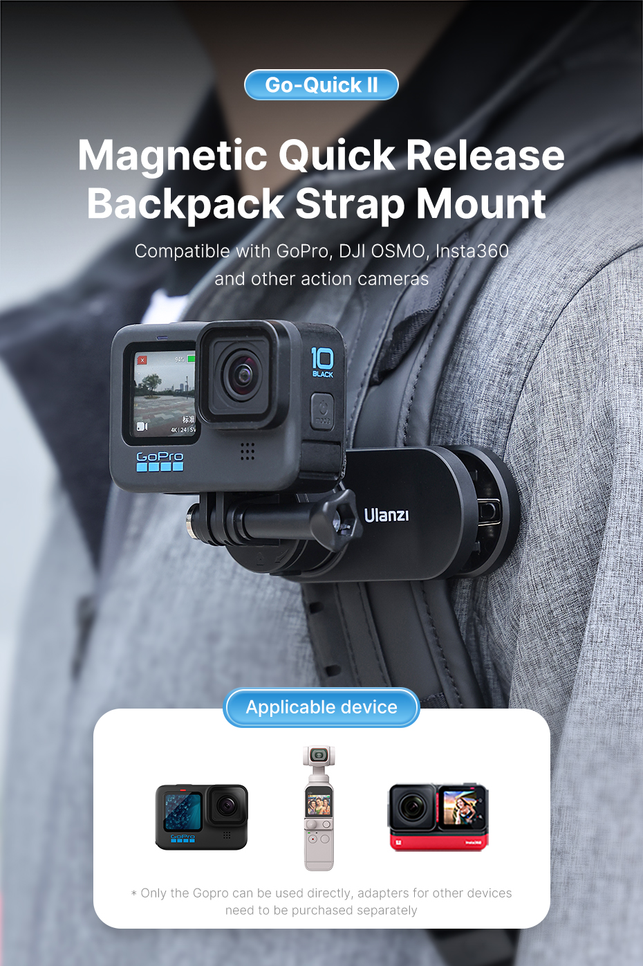 Ulanzi Go-Quick Ⅱ Magnetic Quick Release Backpack Strap Mount ...