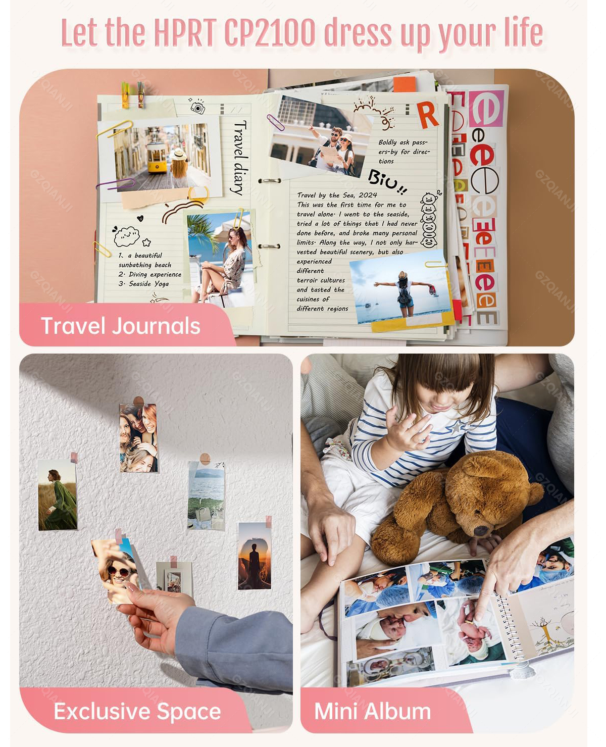 HPRT CP2100 Mini Photo Printer Portable Mini Color HD, Bluetooth ...