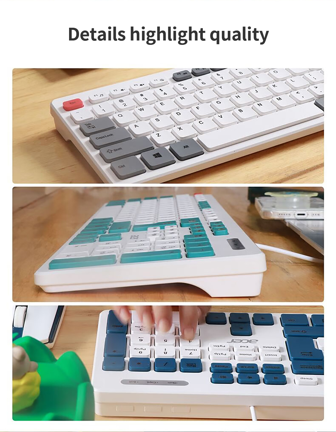 Acer OAK920 Wireless Keyboard And Mouse Set 2.4G Connection Light Tone ...