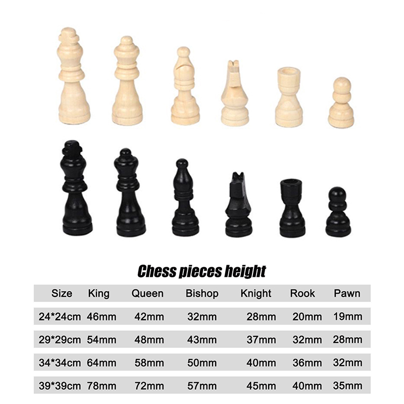 【Ship in 12h】5 Size Wooden Chess Set 3-in-1 Foldable Board Chess ...