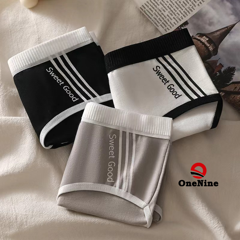 3 Pcs Cotton Ladies Midwaist Panty From Stripe Japan Panty For Women