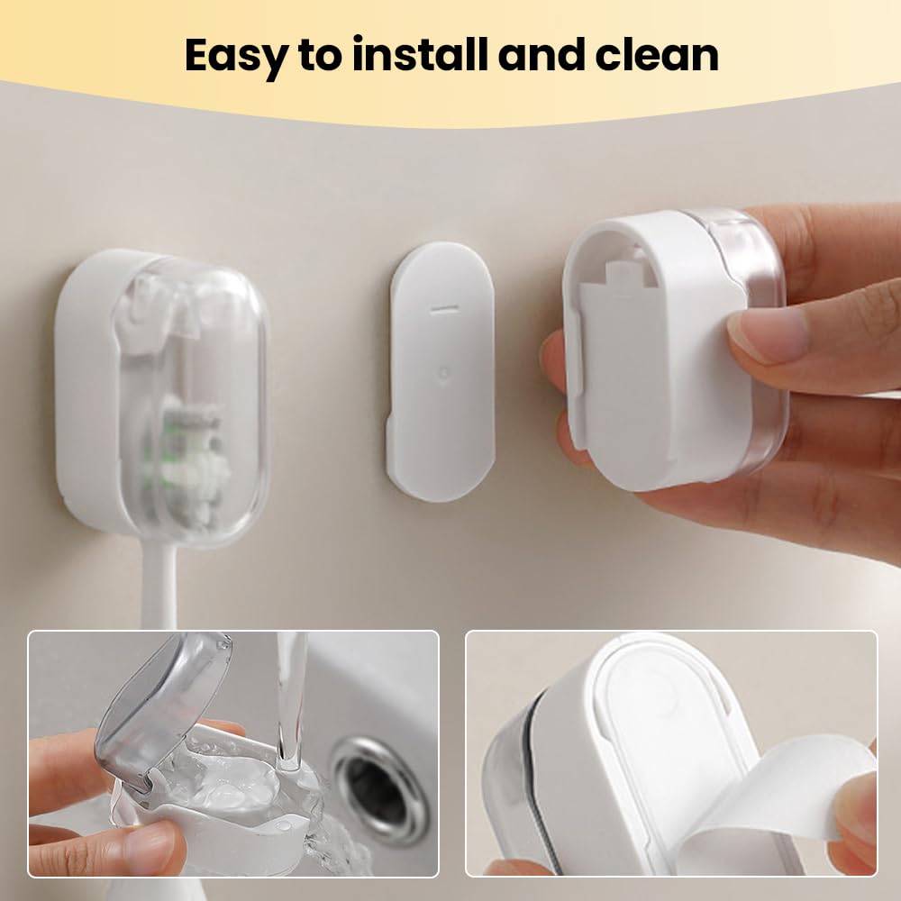 [5pcs] Toothbrush Holder with Cover Holder Bathroom Wall-Mounted ...