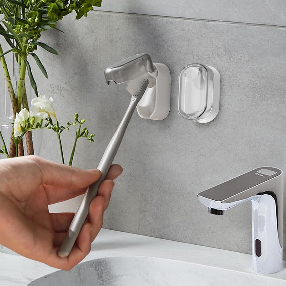 [5pcs] Toothbrush Holder with Cover Holder Bathroom Wall-Mounted ...