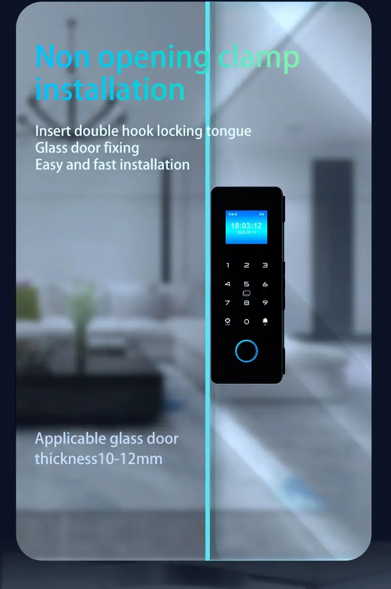 Electronic Digital Lock Fingerprint Glass Door Lock Bluetooth HAHA-Lock ...