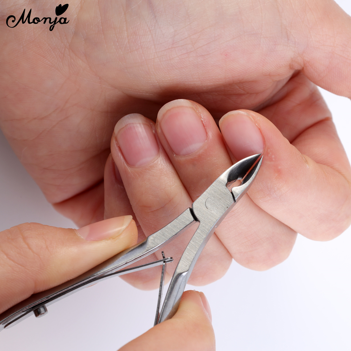 Monja 3Pcs/ Set Stainless Steel Cuticle Scissor Pusher Spoon Dead Skin ...