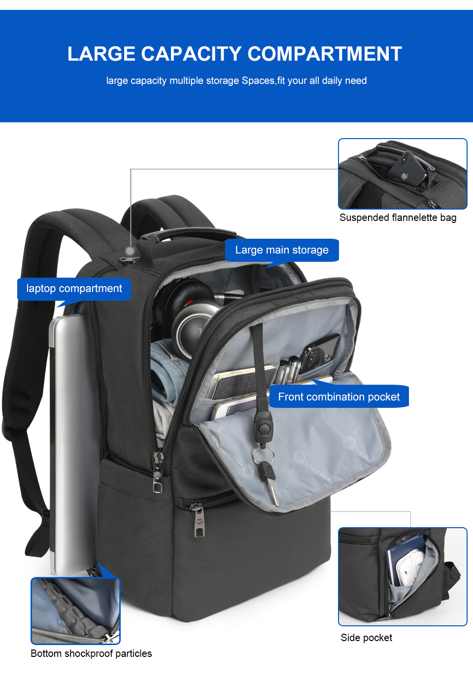 Tigernu 3905 Waterproof Anti-Theft Laptop Backpack with USB Port Laptop ...