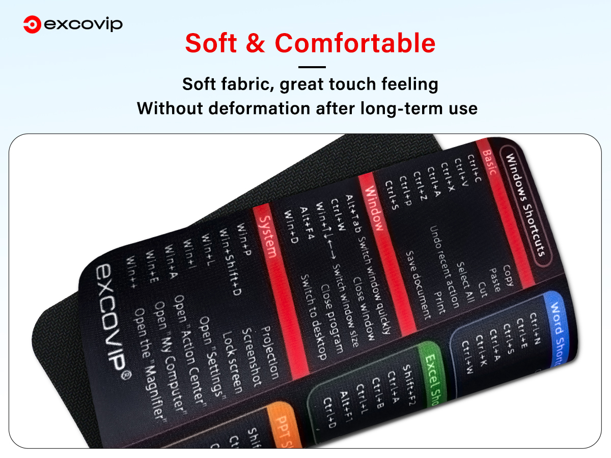 Office Shortcut Key Mouse Pad Soft Lock Edge Non Slip Efficient for ...