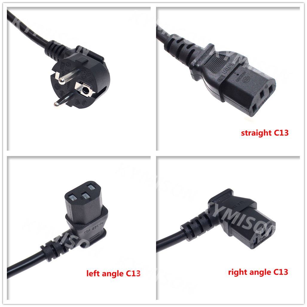 European 2 Pin Male to IEC 3 Pin Female ,Schuko to IEC C13 Angled 90 ...