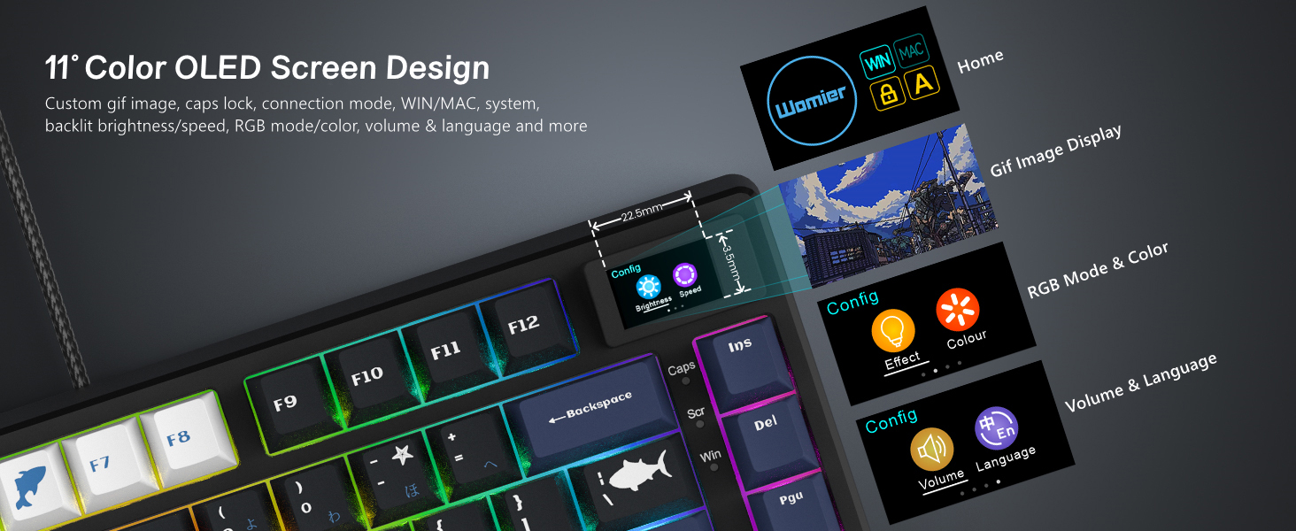 S-K80 Mechanical Gamer Keyboard with OLED Display Gasket Mechanical ...