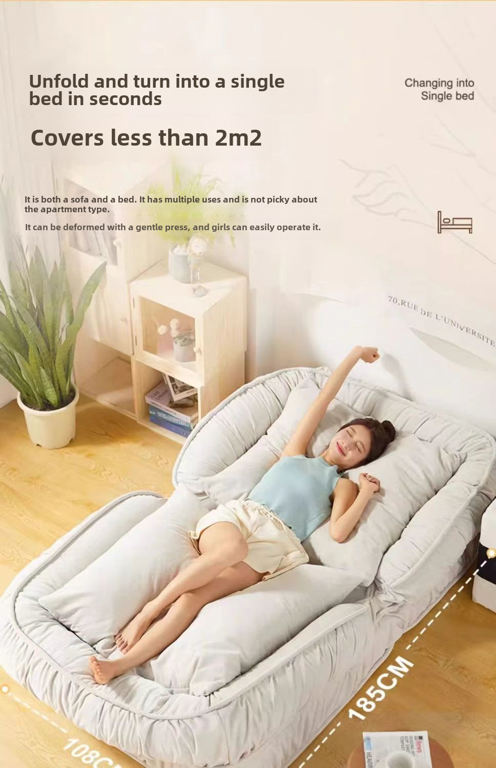 Jike Lazy Sofa Can Lie Down And Sleep Single Tatami Five-Level ...
