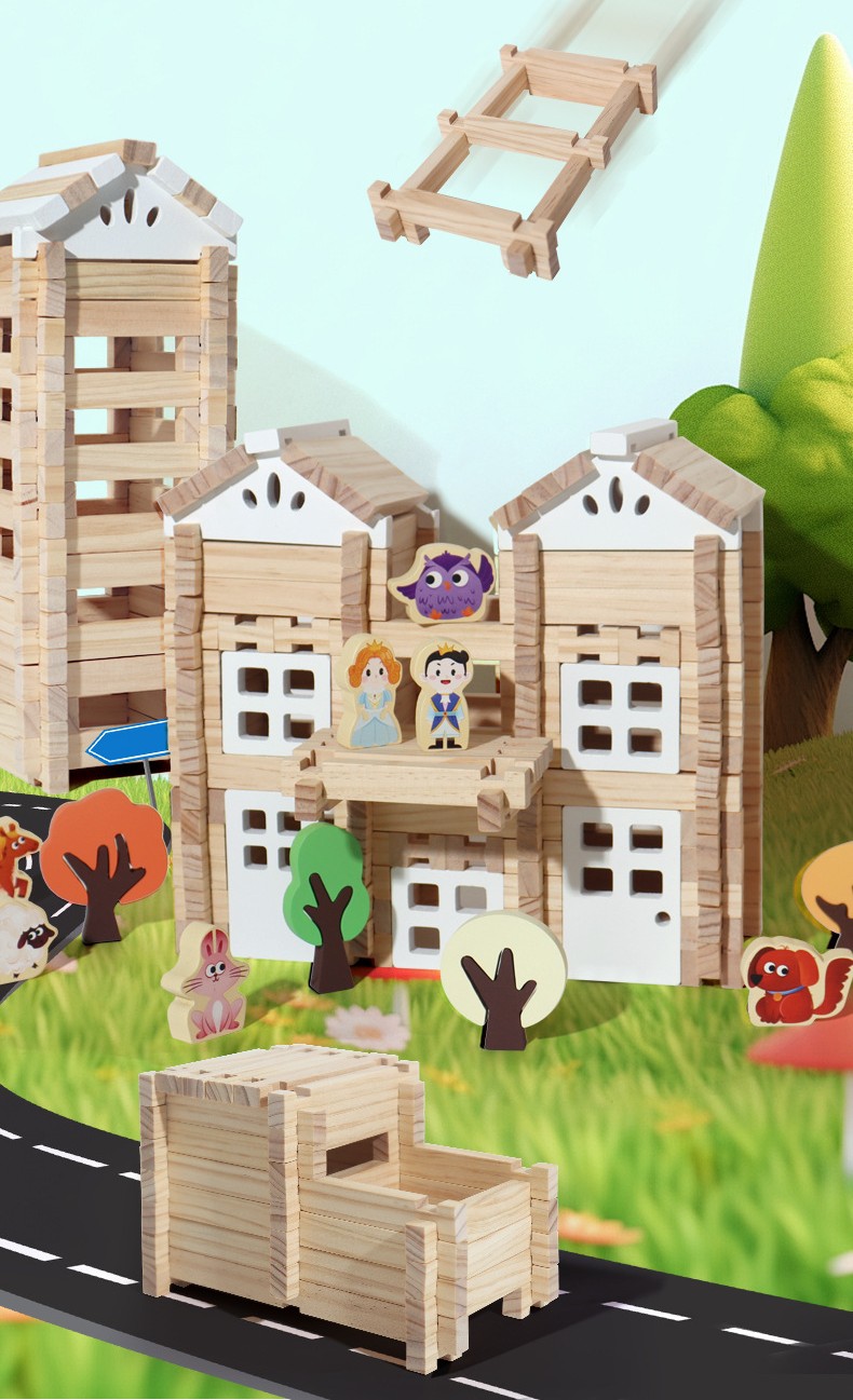 Kids Wooden Home Block - Wooden Model Kit | Mortise and Tenon Building ...